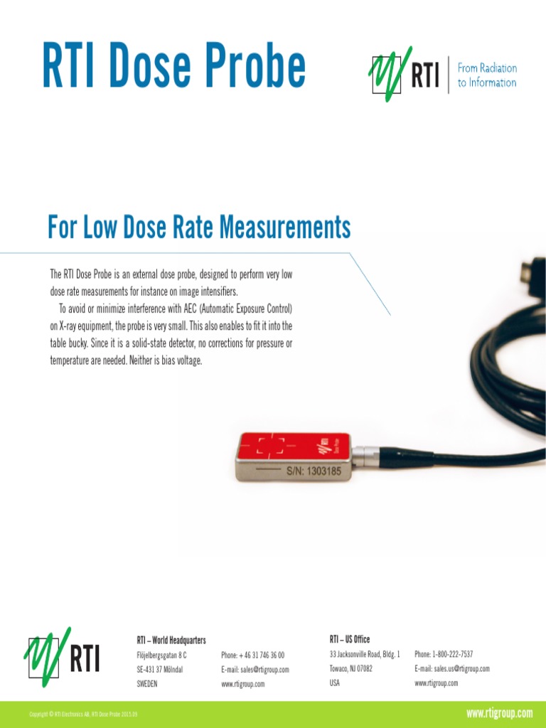RTI Dose Probe: For Low Dose Rate Measurements | PDF | Absorbed Dose ...