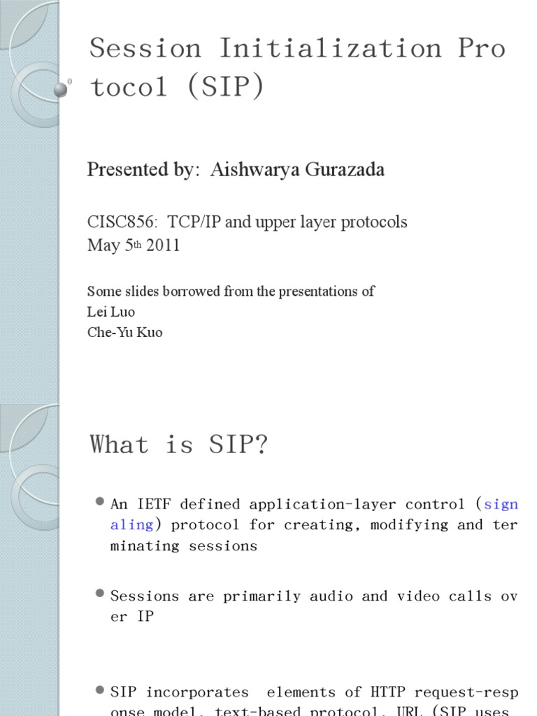 Session Initialization Pro Tocol (SIP) : Presented By: Aishwarya Gurazada | Download Free PDF ...