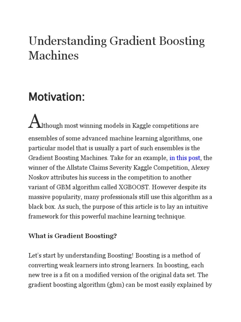 Gradiant Boosting Algorithm Baisics | PDF | Receiver Operating ...