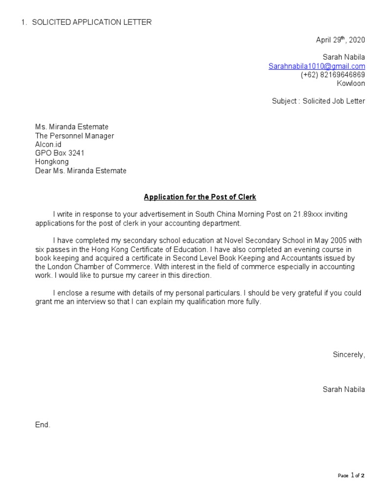 16-SARAH NABILA-3D-Application Letter | PDF | Communication