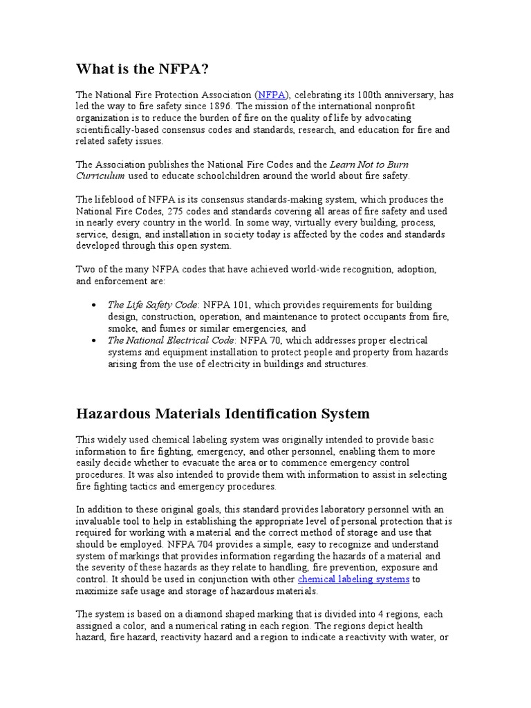 What Is The NFPA | PDF | Fire Safety | Chemical Reactions