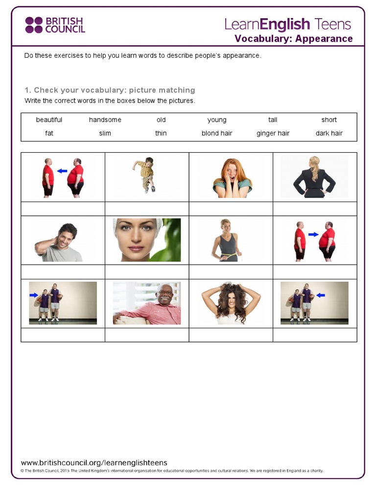 Physical Appearance Exercise 1 | PDF
