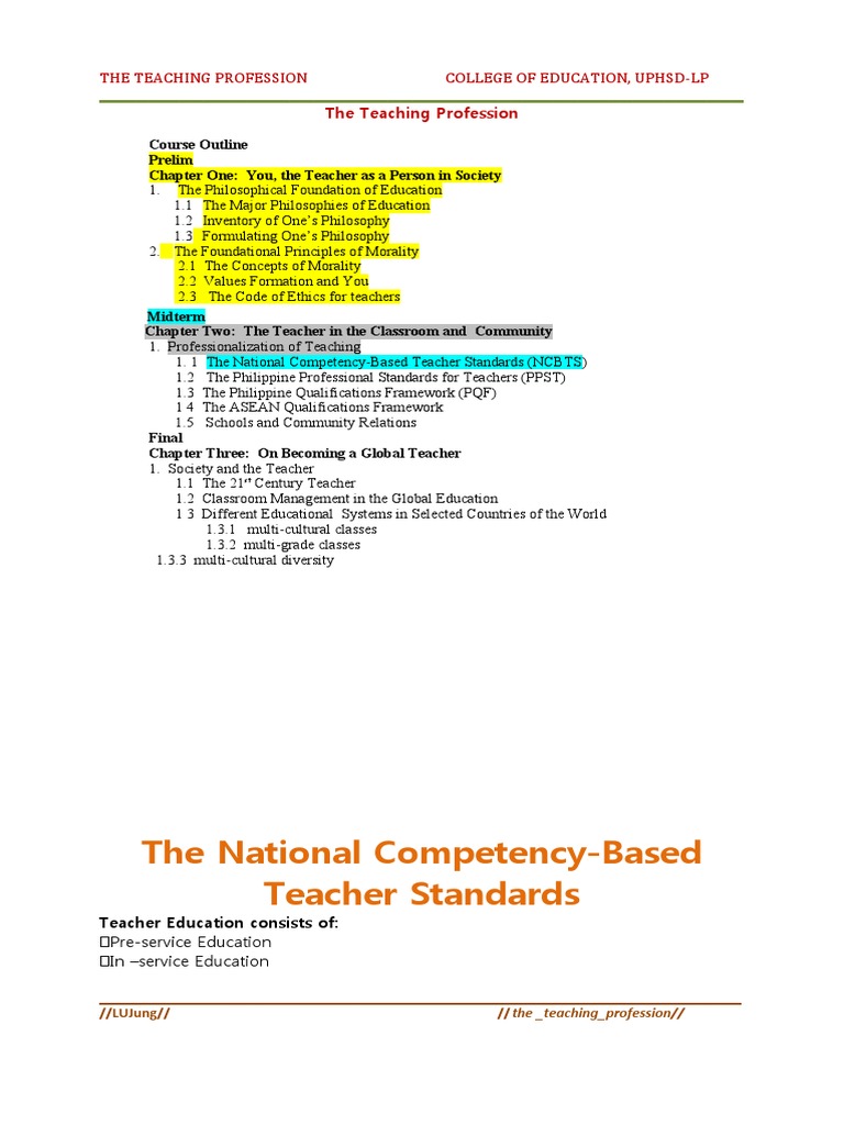 The National Competency-Based Teacher Standards | PDF | Educational Assessment | Teaching Method