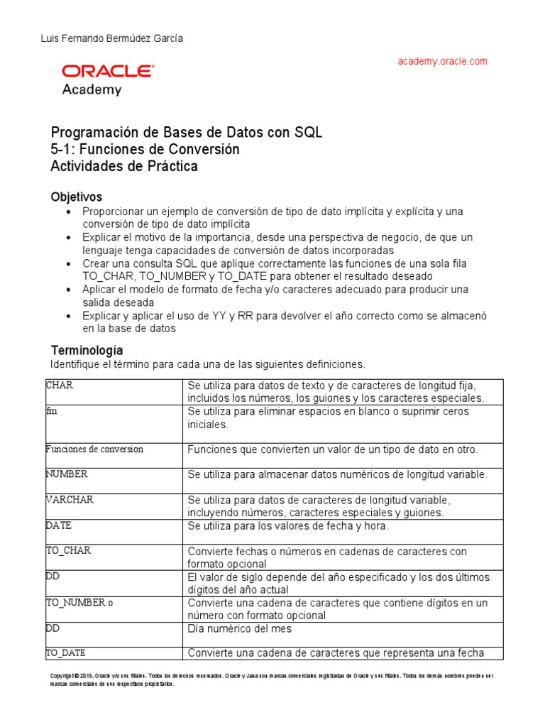 DP 5 1 Practice Esp | PDF | SQL | Tipo de datos