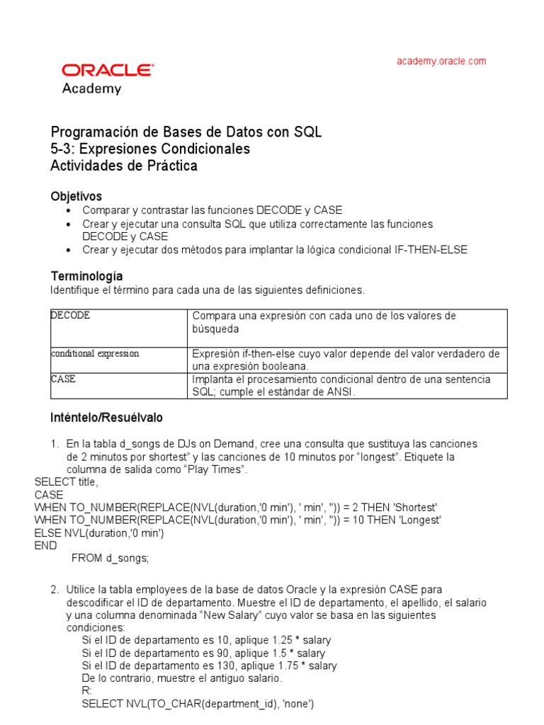 DP 5 3 Practice Esp | PDF | SQL | Bases de datos