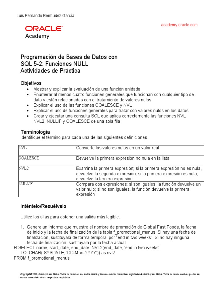 DP 5 2 Practice Esp | PDF | SQL | Bases de datos DP 5 2 Practice Esp | PDF | SQL | Bases de datos
