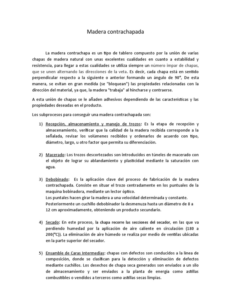 Proceso y Seguridad en Madera Contrachapada | PDF | Madera ...
