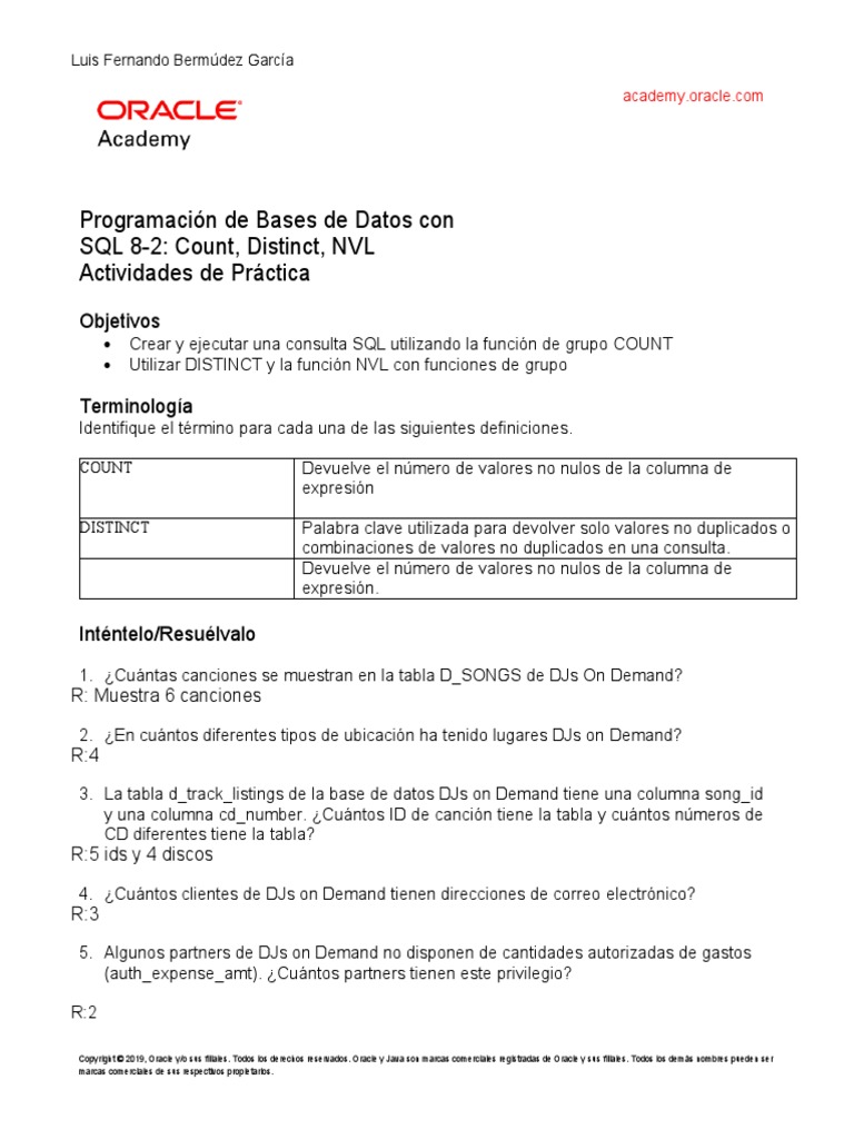 DP 8 2 Practice Esp | PDF | SQL | Bases de datos