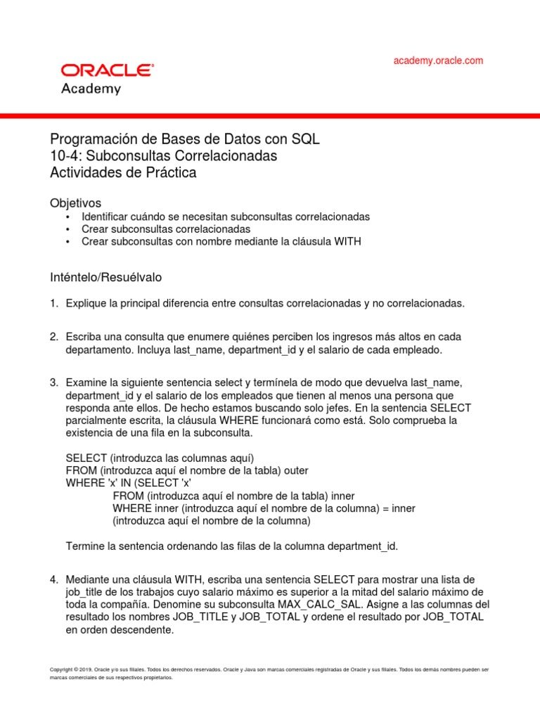DP 10 4 Practice Esp PDF | PDF | SQL | Gestión de datos