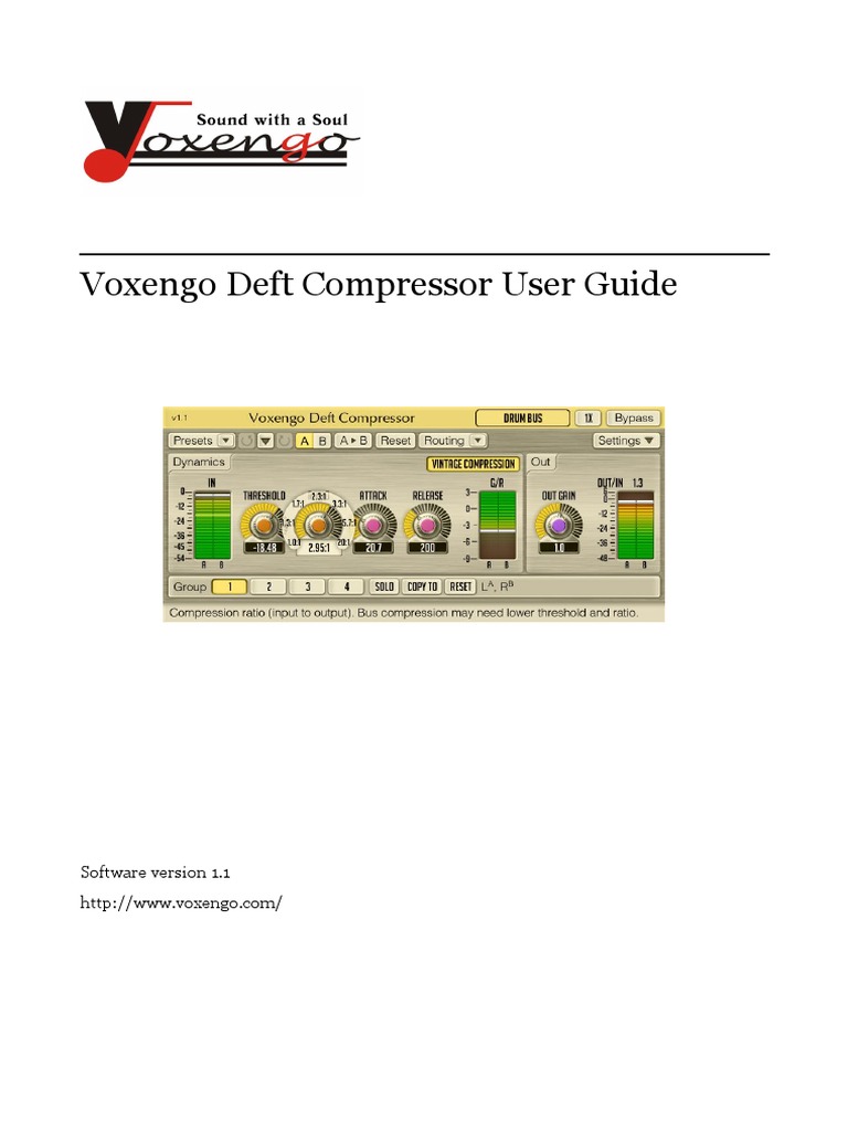 Voxengo Deft Compressor User Guide en | PDF | Audio Engineering | Sound