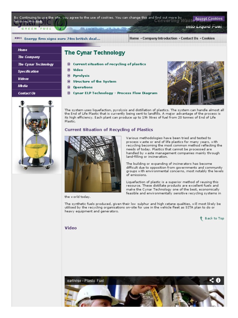 Cynar PLC Pyrolysis Process Overview | PDF | Pyrolysis | Recycling