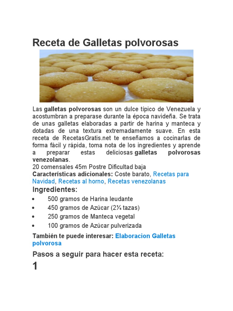 Polvorosas Las Deliciosas Receta | PDF | Cocina, comidas y vino | Salud ...