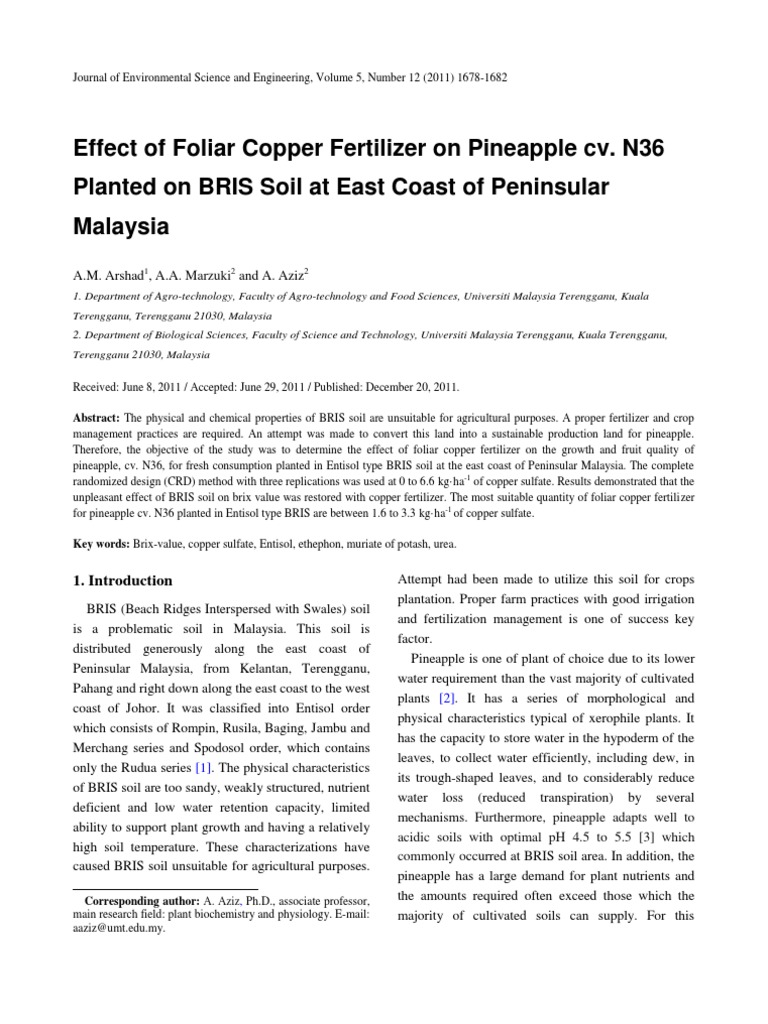 Effect of Foliar Copper Fertilizer On Pi PDF | PDF | Plant Nutrition ...