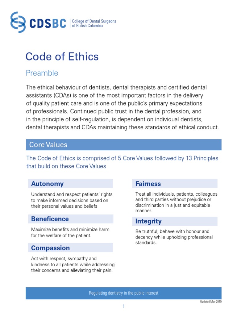 Code of Ethics: Preamble | Download Free PDF | Dentistry | Autonomy