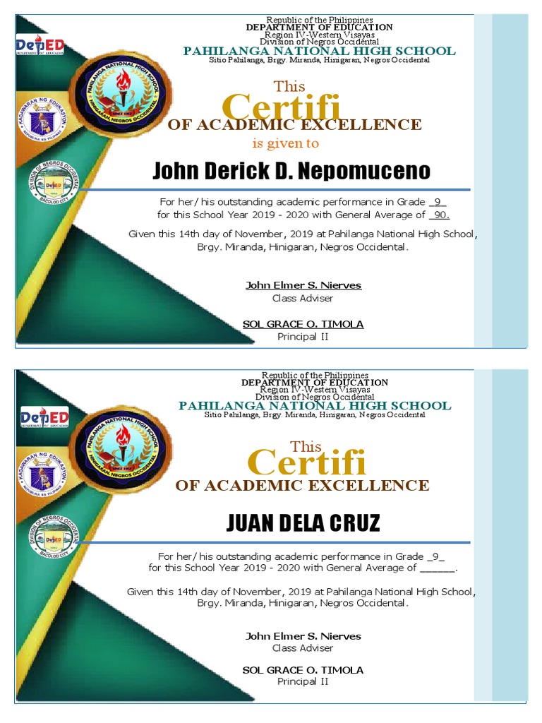 Academic Excellence & Attendance Awards 2019 | PDF