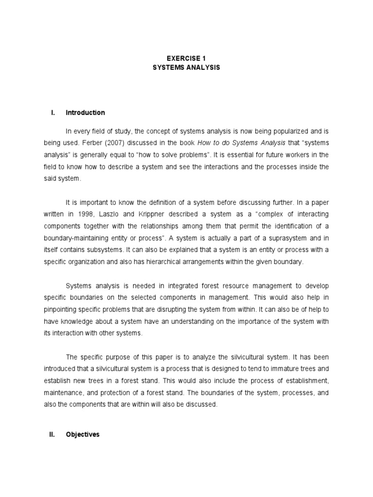 Exercise 1 Systems Analysis | PDF