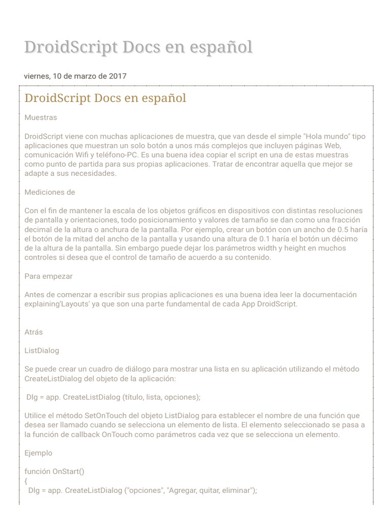 DroidScript Docs en Español - Marzo 2017 PDF | PDF | Aplicación movil ...
