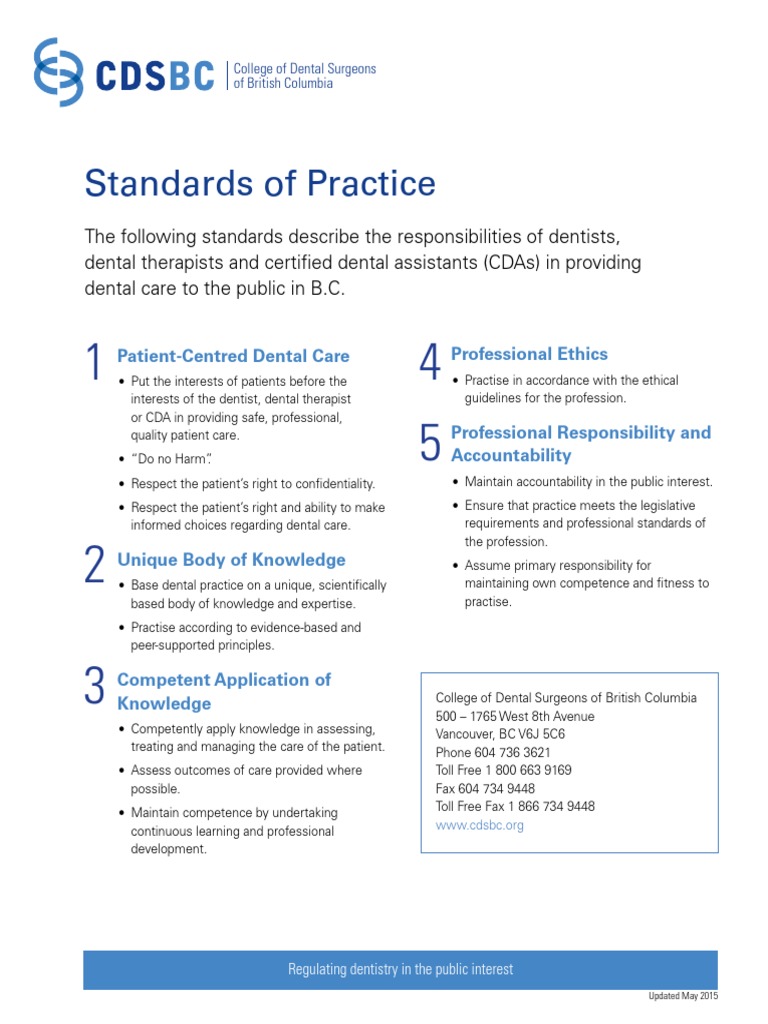 Standards of Practice | PDF | Dentist | Dentistry