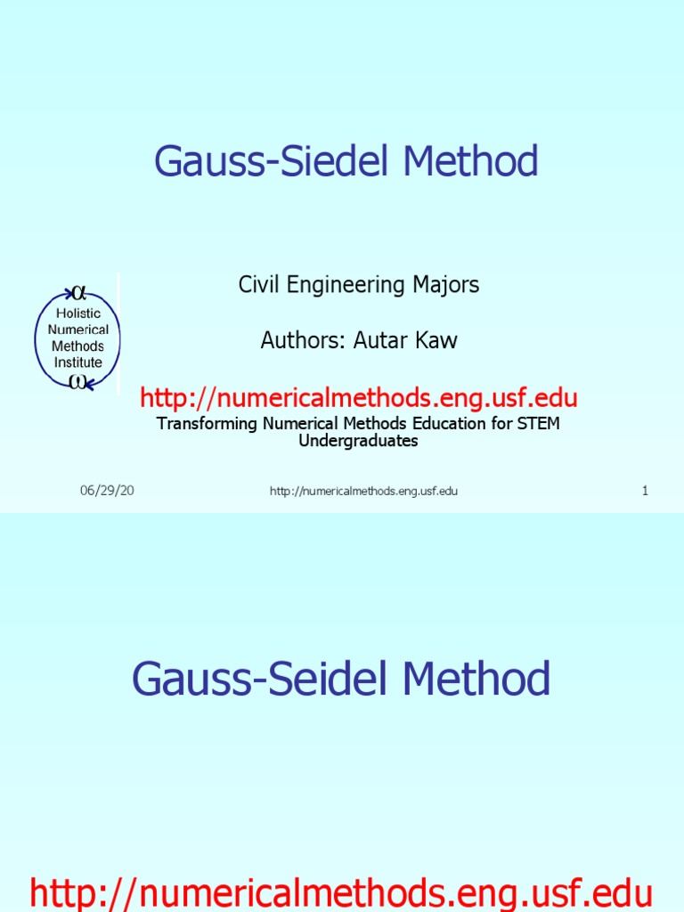 Gauss-Seidel Method Overview | PDF | Matrix (Mathematics) | Algorithms ...