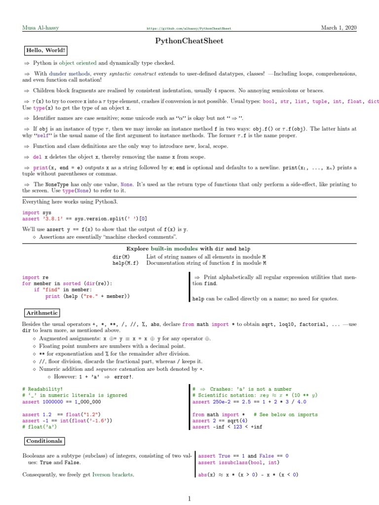 Python Cheat Sheet Guide | PDF | Boolean Data Type | Class (Computer ...