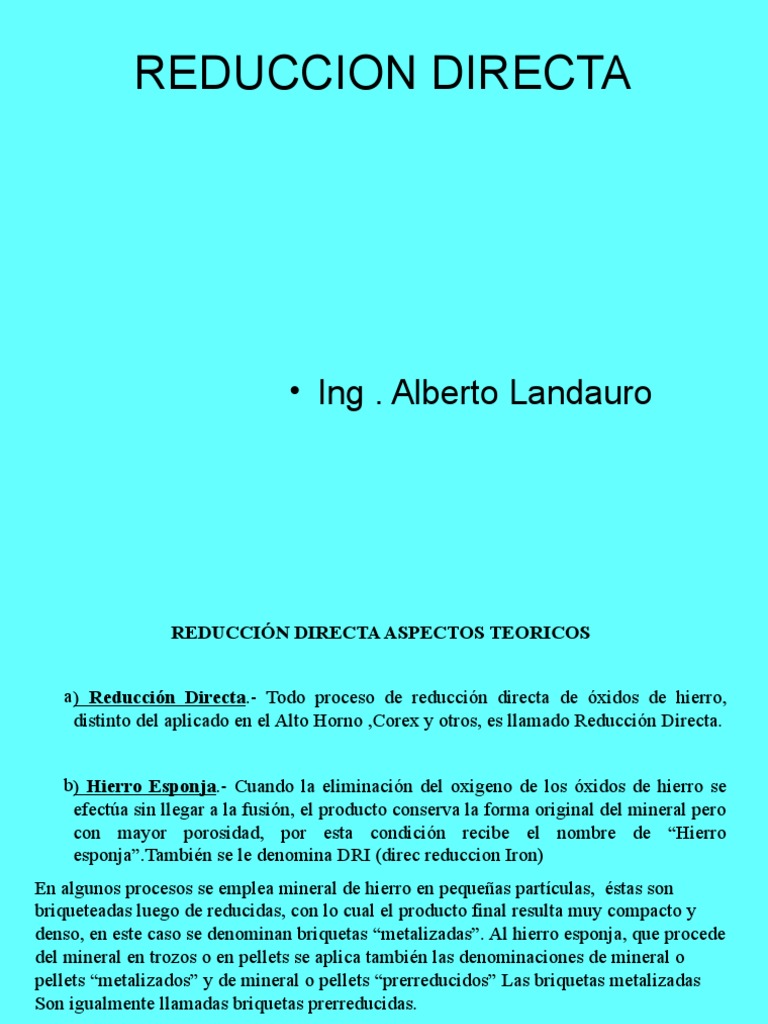 Hierro Esponja en Reducción Directa | PDF | Hierro | Acero