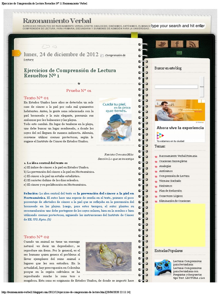 Hoja De Trabajo De Inferencia Y Comprensión Lectora