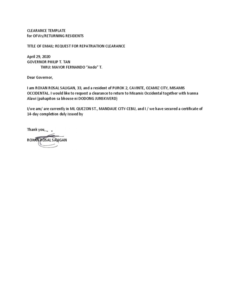 Clearance Template | PDF