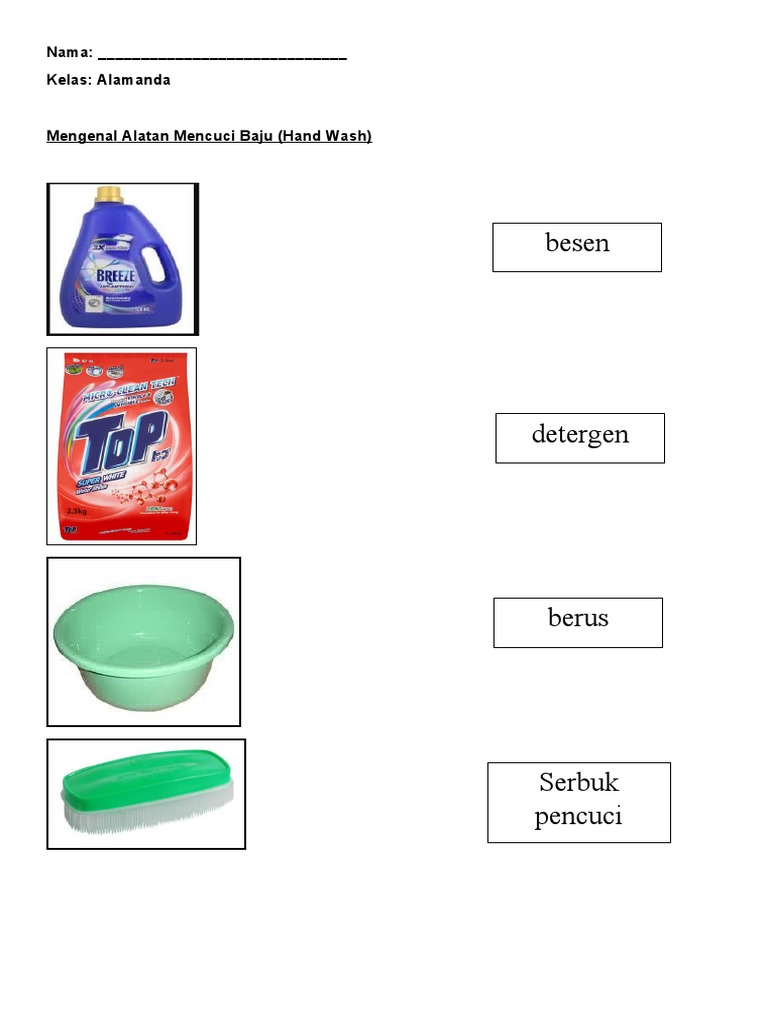 Lembaran Kerja Alatan Mencuci Baju | PDF