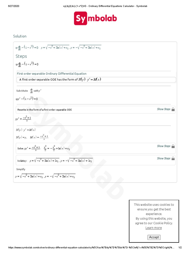 (Nomer A) Xy (Dy) - (DX) - (1-x 2) 0 - Ordinary Differential Equations ...