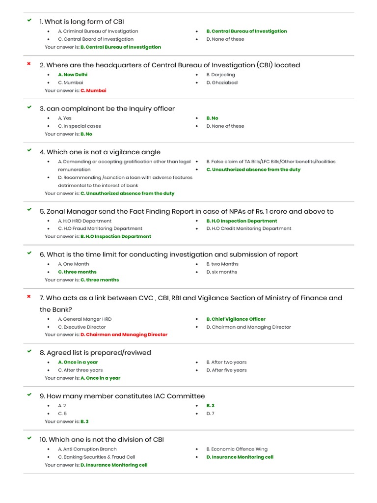 Vigilance Awareness - Exam6 PDF | PDF | Banks | Government Information