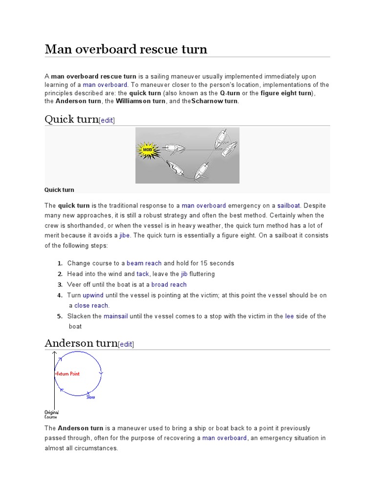 Man Overboard Turn Maneuvers Explained | PDF | Ships | Water Transport