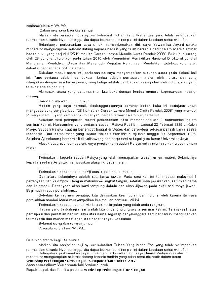Contoh Teks Moderator | PDF