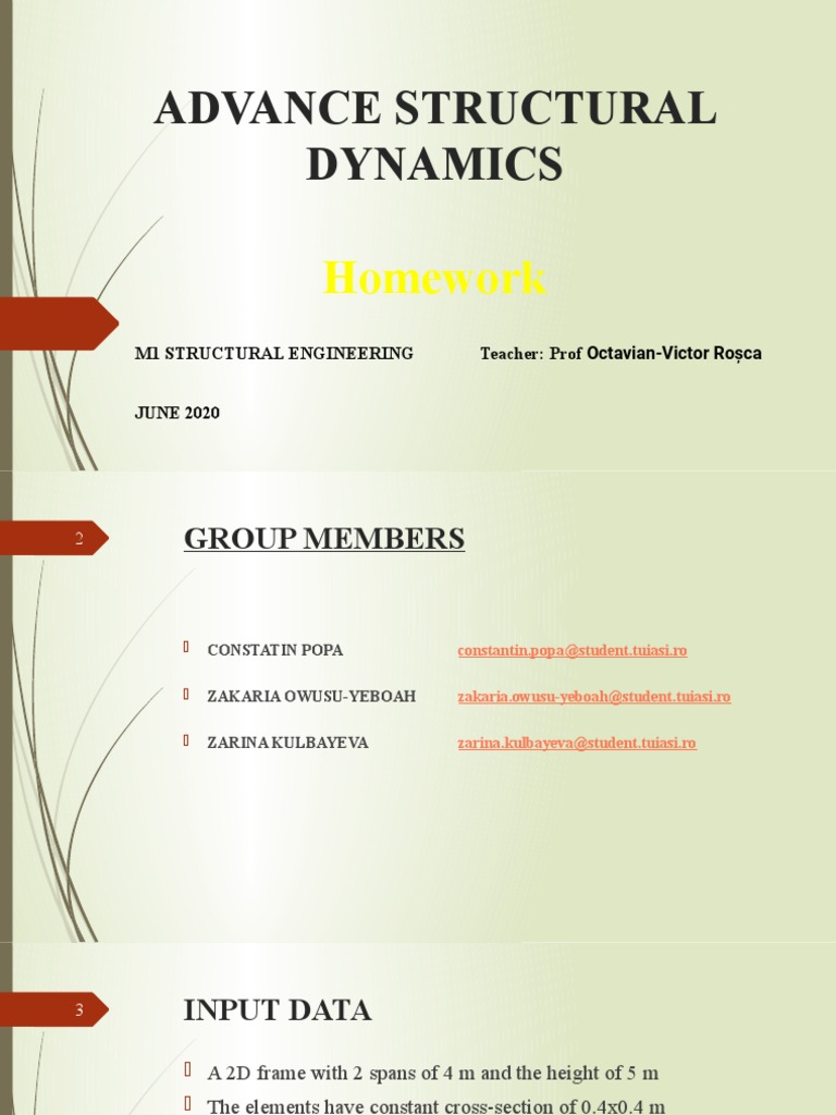 Advance Structural Dynamics: Homework | PDF | Mechanics | Physics