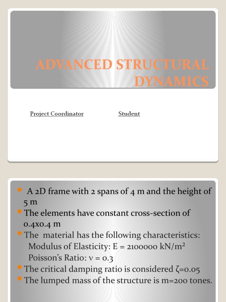 Advanced Structural Dynamics: Project Coordinator Student | PDF ...