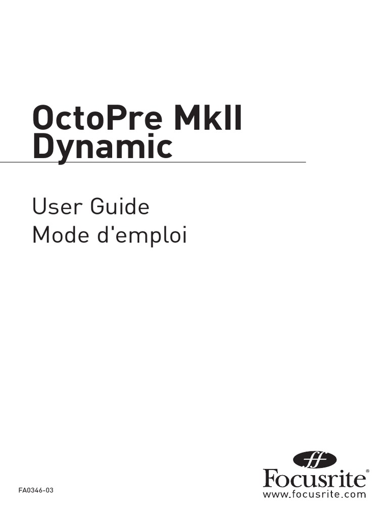 Octopre Mkii Dynamic: User Guide Mode D'Emploi | PDF | Electromagnetic ...