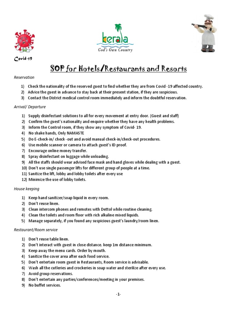 SOP For Hotels and Resorts | PDF