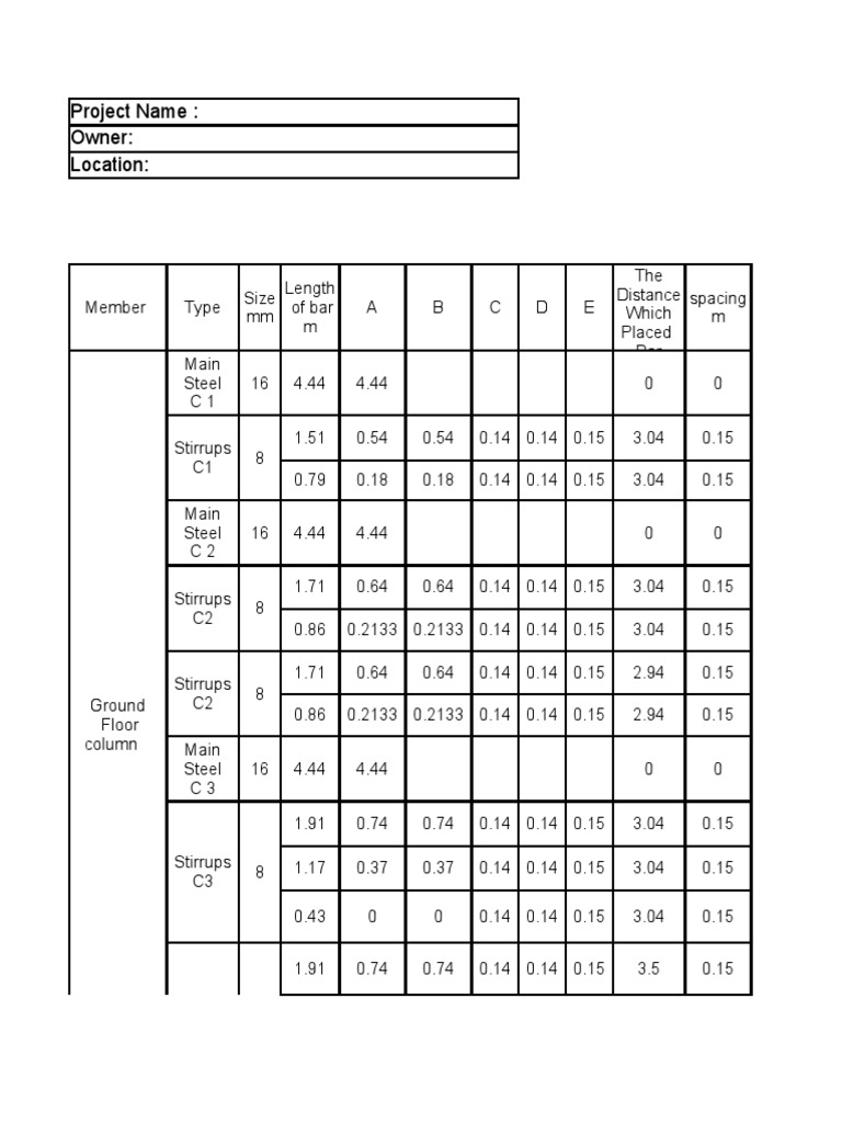 Shopdrawing BBS - COLUMN | PDF | Nature