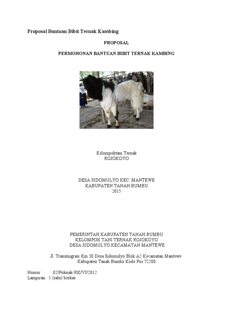 Proposal Bantuan Bibit Ternak Kambing | PDF | Gaya Hidup
