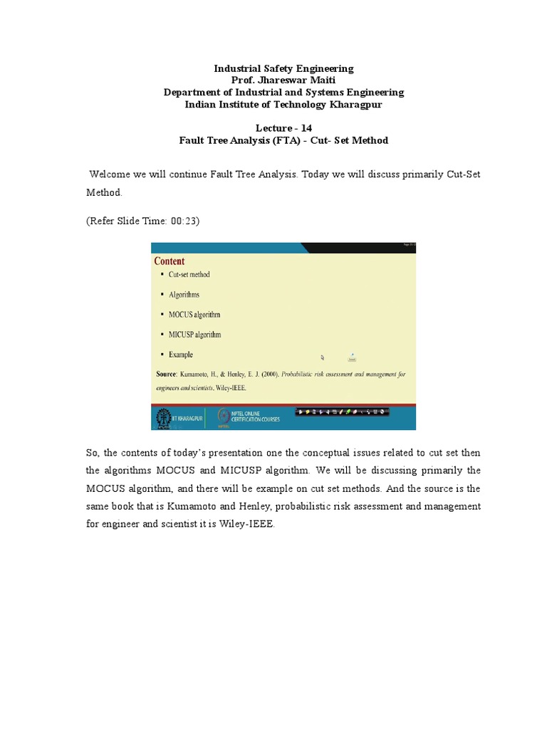 Lecture 14 - FAULT TREE ANALYSIS (FTA) - Cut-Set Method | PDF ...