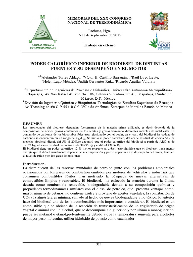 Poder Calorífico Diesel - Biodiesel B5 PDF | PDF | Biodiésel ...