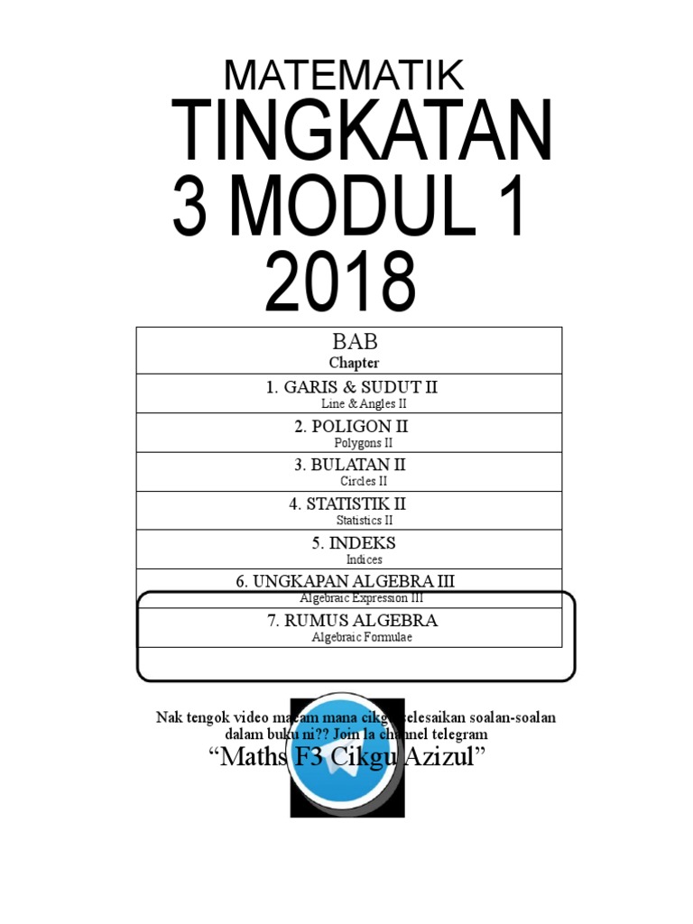 Buku Maths F3 Modul 1 2018 | PDF