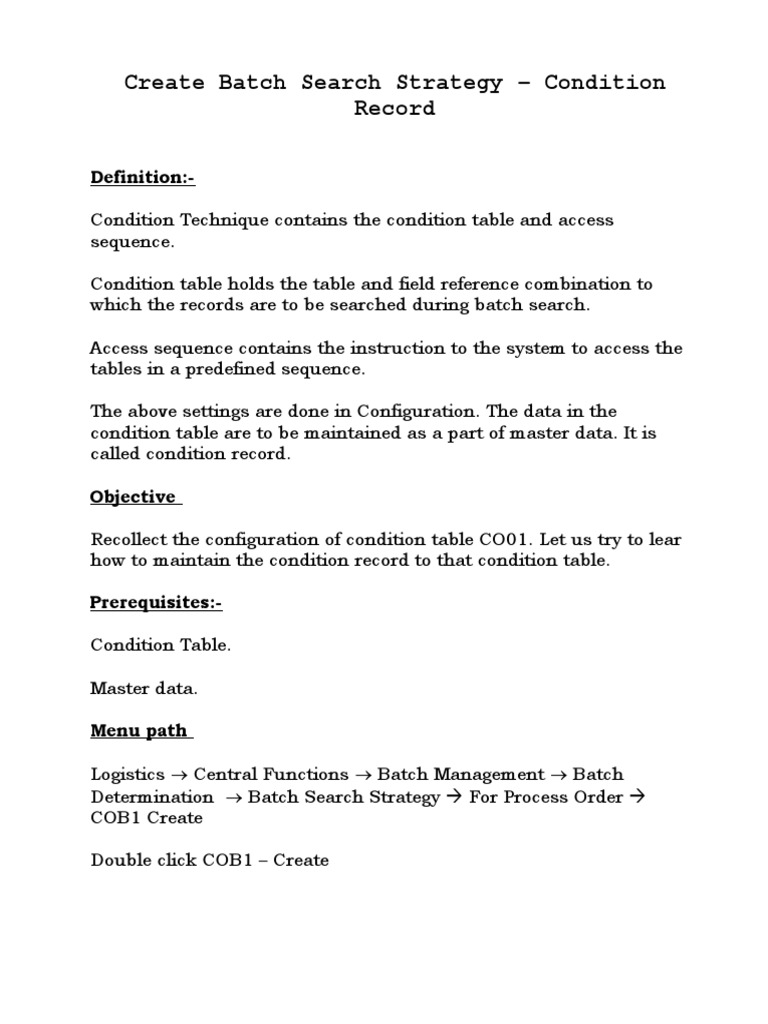 Batch Search Strategy Configuration in SAP | PDF | Software Engineering ...
