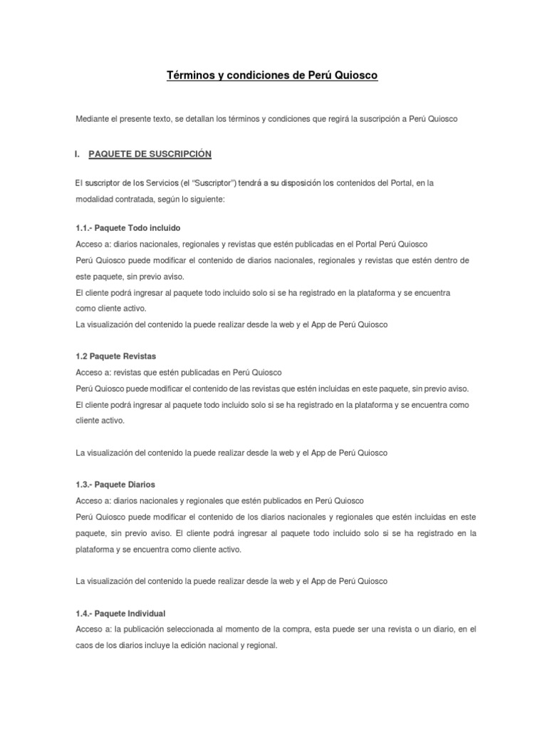Terminos Condiciones PQ PDF | PDF | Derechos de autor | Propiedad intelectual