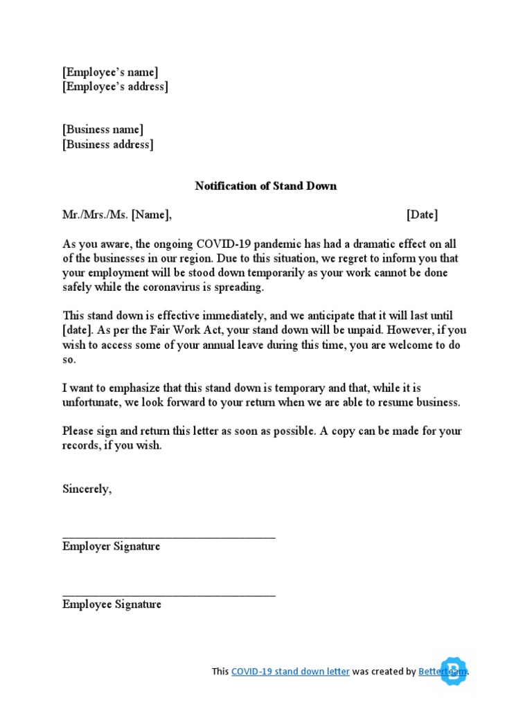 Notification of Stand Down: This Was Created by | PDF