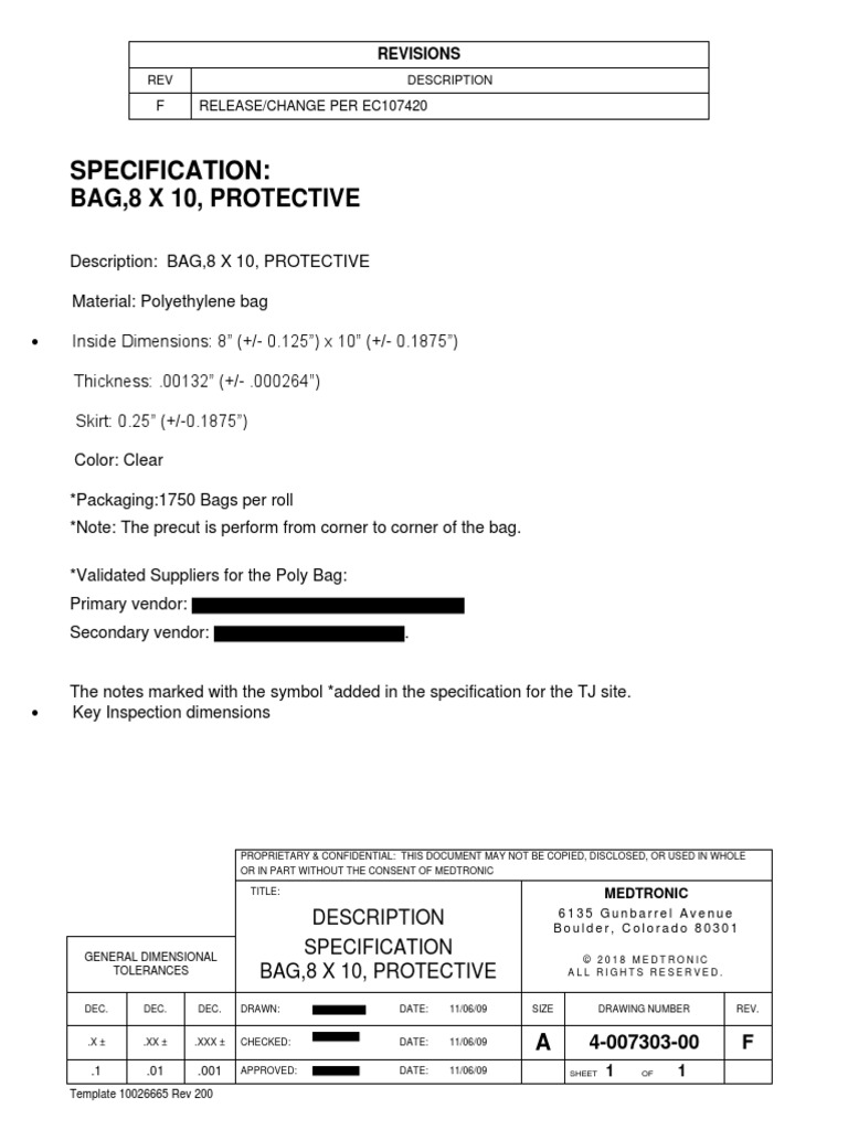 Specification:: Bag, 8 X 10, Protective | PDF
