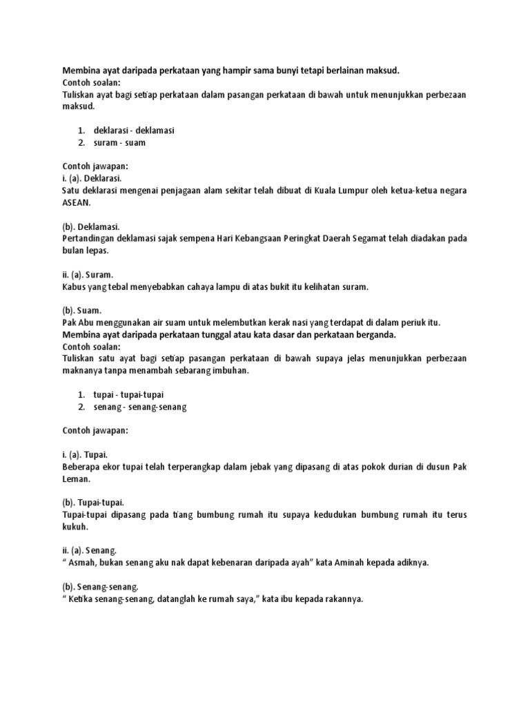 Membina Ayat Daripada Perkataan Yang Hampir Sama Bunyi Tetapi Berlainan ...