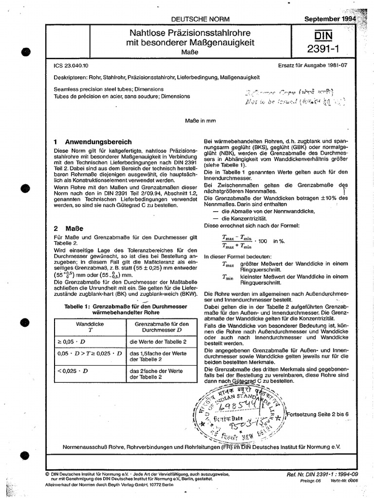 Din 2391 - 1 | PDF