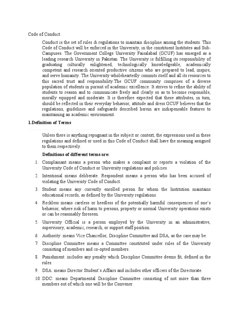 Code of Conduct | PDF | Academic Dishonesty | Copyright Infringement
