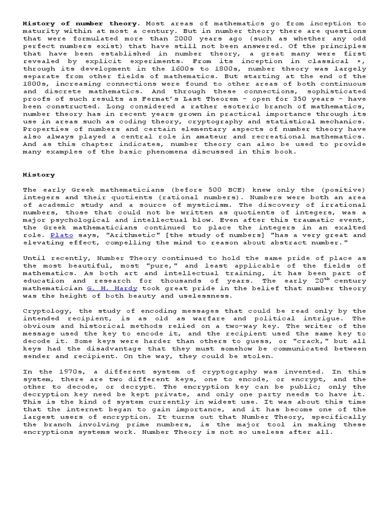 History of Number Theory | PDF | Number Theory | Numbers