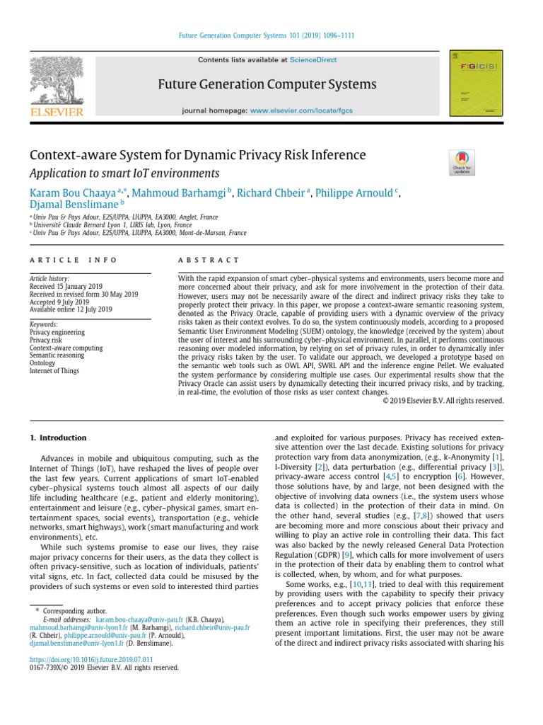 Future Generation Computer Systems: Application To Smart Iot ...